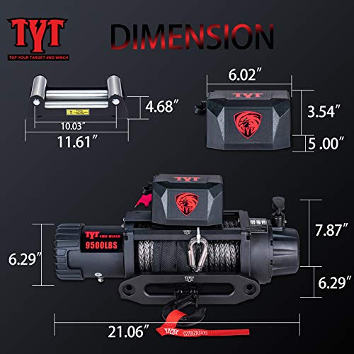 TYT T1 Series Winch 9500 lb. Load Capacity Electric Winch, 12V Winch ...
