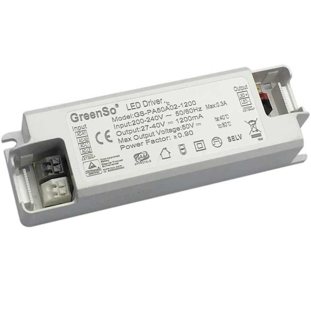 Buy GreenSo 50W LED Driver Power Supply 200-240Vac to 27-40Vdc 1200mA ...