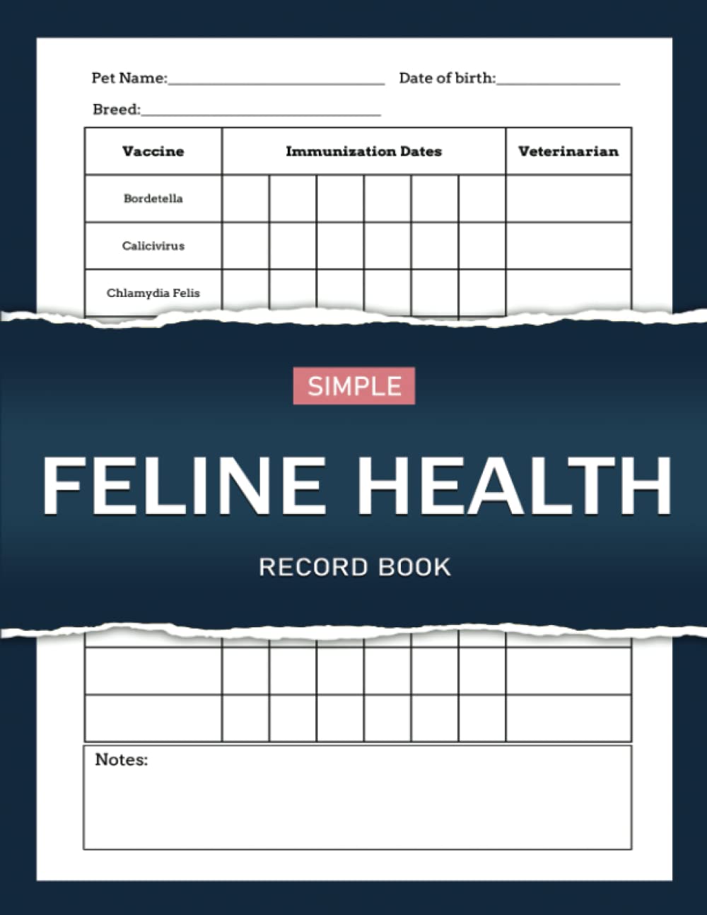 Feline Health Record: Kittens Pet Medical Health Record for Feline, Cat ...