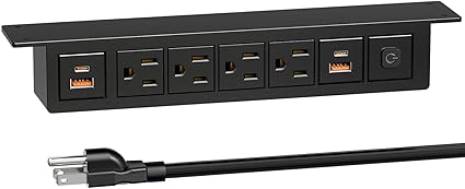 Amazon.com: Under Desk Power Strip with PD 20W USB C, QBA 8-in-1 Desk ...