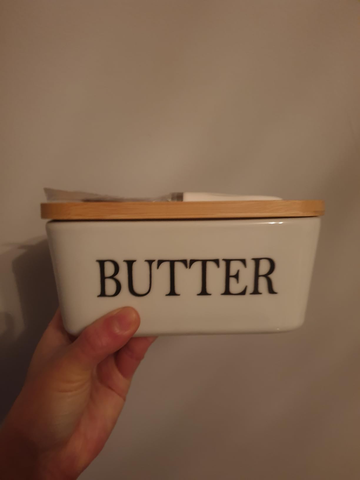 Simcat Butter Dish with Lid and Knife, Ceramic Butter Dish with Double ...