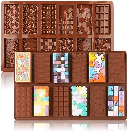 Sadodo Silicone Geometric Chocolate Bar Mould,12 Cells Waffle Mould ...