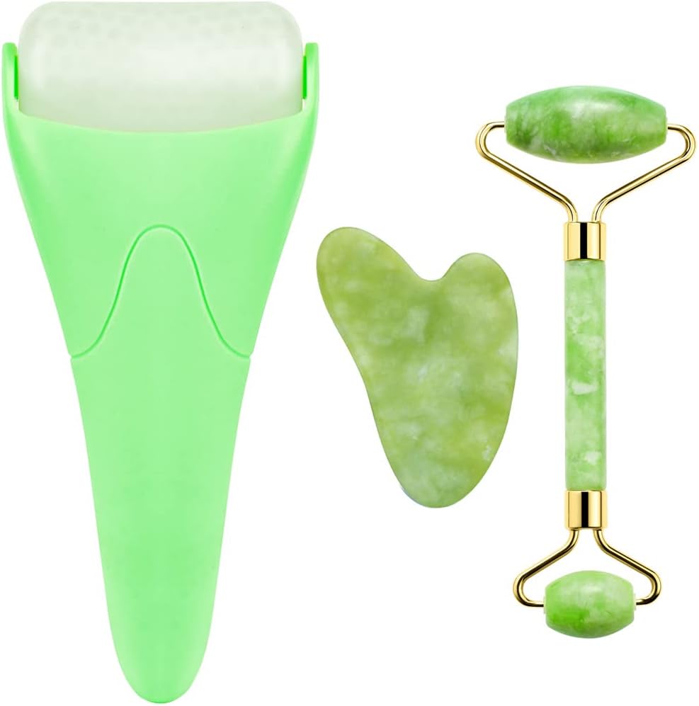 Amazon.com: 3-in-1 Natural Jade Roller and Gua Sha Set for Face and Eye ...