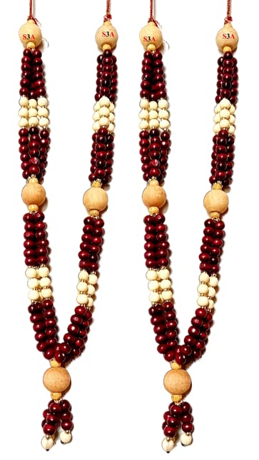 S3A Chandan Wooden Beads Haar Mala Garland (Set of 2, Buy1 Get 1 Free ...