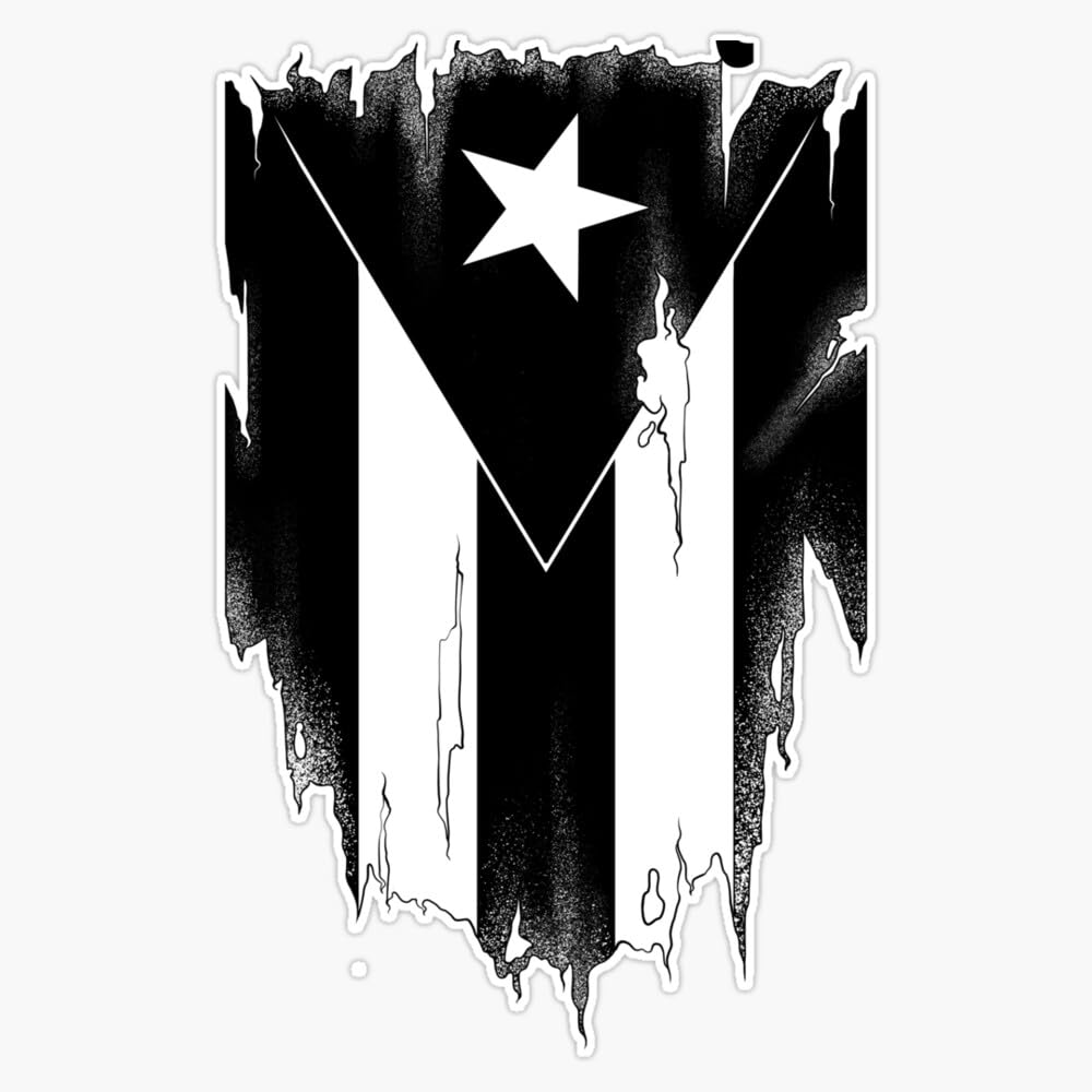 Amazon.com - Puerto Rican Flag Black and White Sticker Vinyl Decal ...