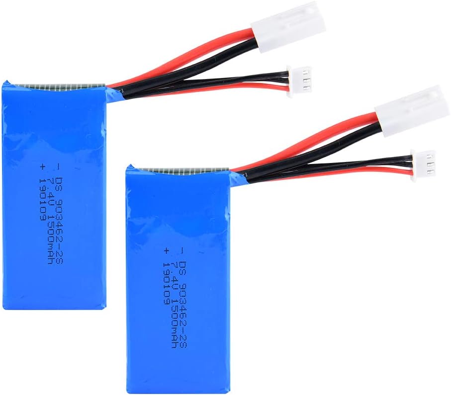 Mrisata 2pcs 7.4V 1500mAh 25c 2s with Small Plug Battery for Ft009 Rc ...
