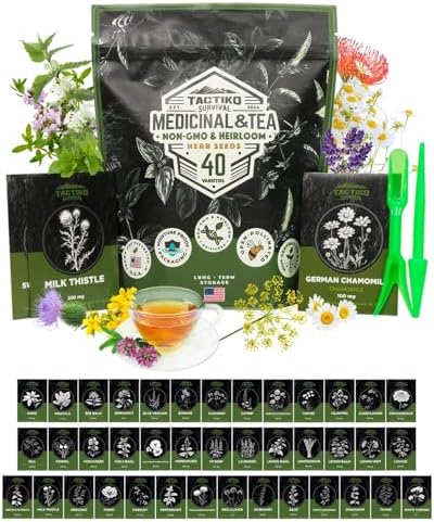 Amazon.com : 40 Tactiko Medicinal & Tea Herb Seeds Variety Pack for ...