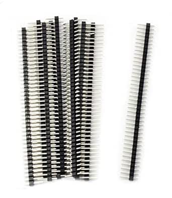 Amazon.com: MCIGICM 10 pines de cabeza macho, tira de cabezal de 40 pines (0.100 in) para ...