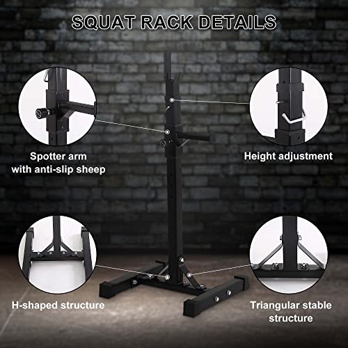 Snapklik.com : Squat Rack Adjustable Barbell Bench Press Stands 40-66 ...