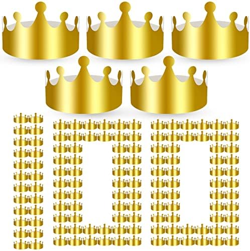 Amazon.com: Crtiin 100 Pcs Gold Paper Crowns Birthday Party Crowns Bulk ...
