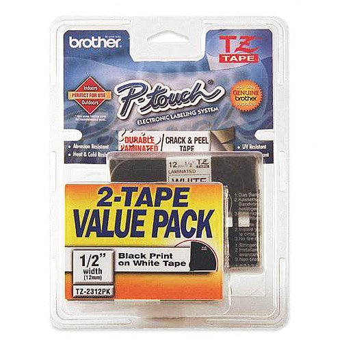 Amazon.com: Brother TZE-2312PK 1/2" Black on White 2 Pack Label Tape ...