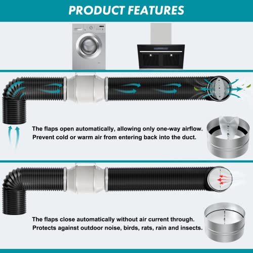 Snapklik.com : 4 Inch Backdraft Damper, HG POWER One-Way Duct Damper ...