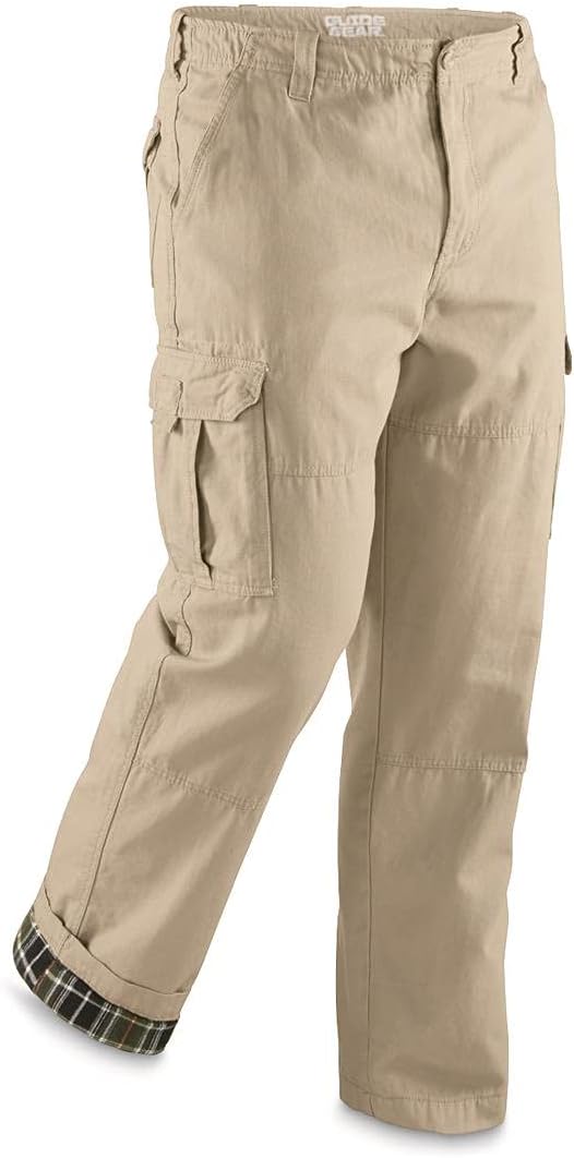 Amazon | Guide Gear メンズ フランネル裏地 カーゴパンツ カーキ W34 L30 | ジーンズ 通販