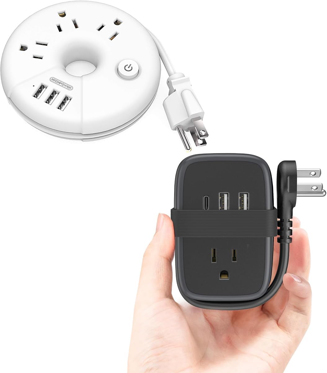 Amazon.com: 2 Pack Travel Power Strip with USB-C Potrs, NTONPOWER ...