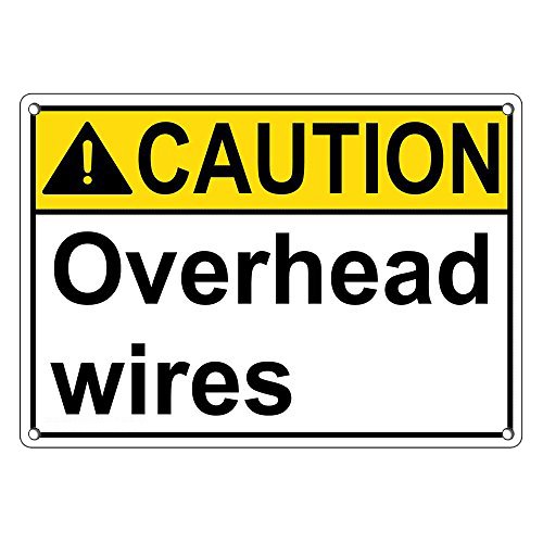 Amazon.com: Weatherproof Plastic ANSI Caution Overhead Wires Sign with ...