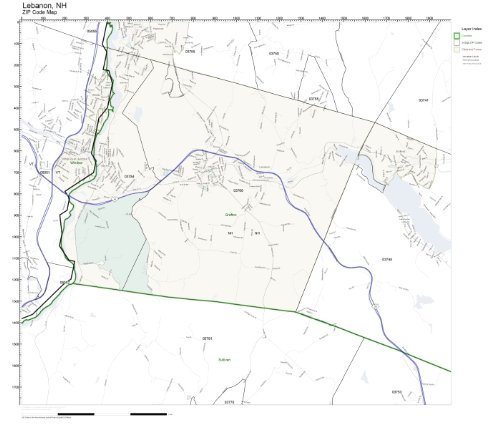 Amazon.com : ZIP Code Wall Map of Lebanon, NH ZIP Code Map Laminated ...