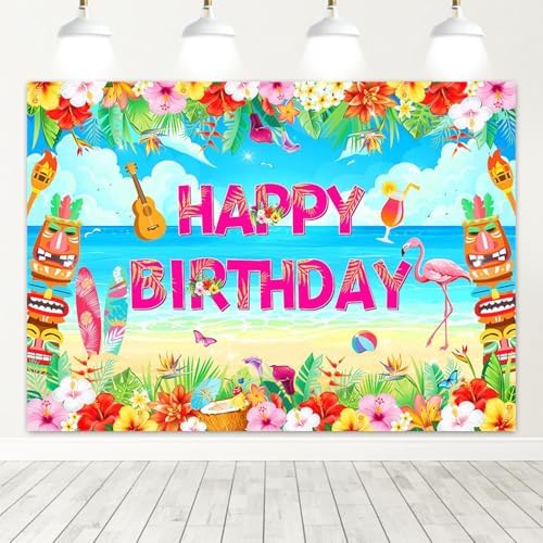 Amazon.com : Avezano 7x5ft Summer Hawaiian Birthday Backdrop Hawaiian ...