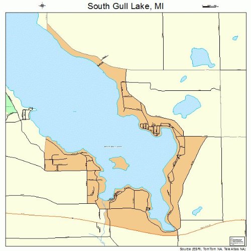 Large Street & Road Map of South Gull Lake, Michigan MI - Printed ...