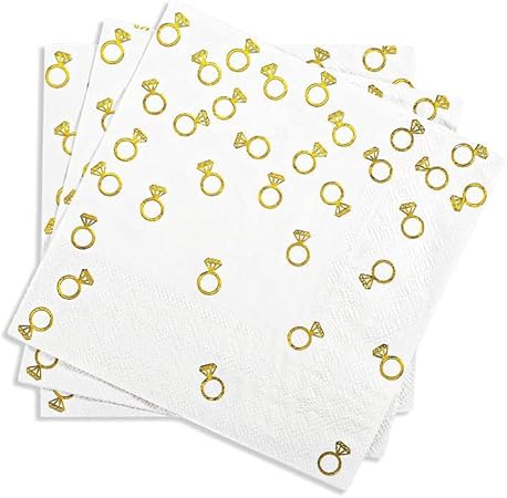 Amazon.com | 100 Pack 6.3x6.3 Inch Gold Diamond Ring Napkins - 2-Ply ...