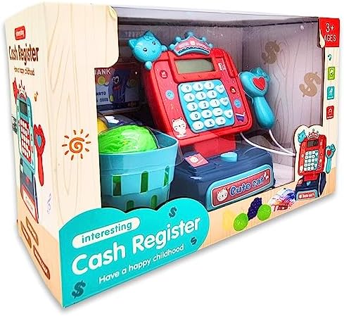 FITTO supermarket cash register for kids, cashier toy Set for Grocery ...