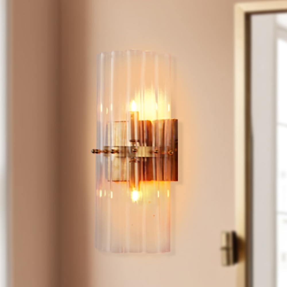 Vintage Inspired Modern Brass and Crystal Wall Sconce, Wall Sconce ...