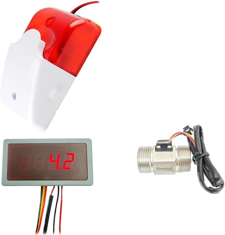 Digital Flow Meter Alarm Controller BSP 1" 3-50L/minSUS304 Hall Effect ...