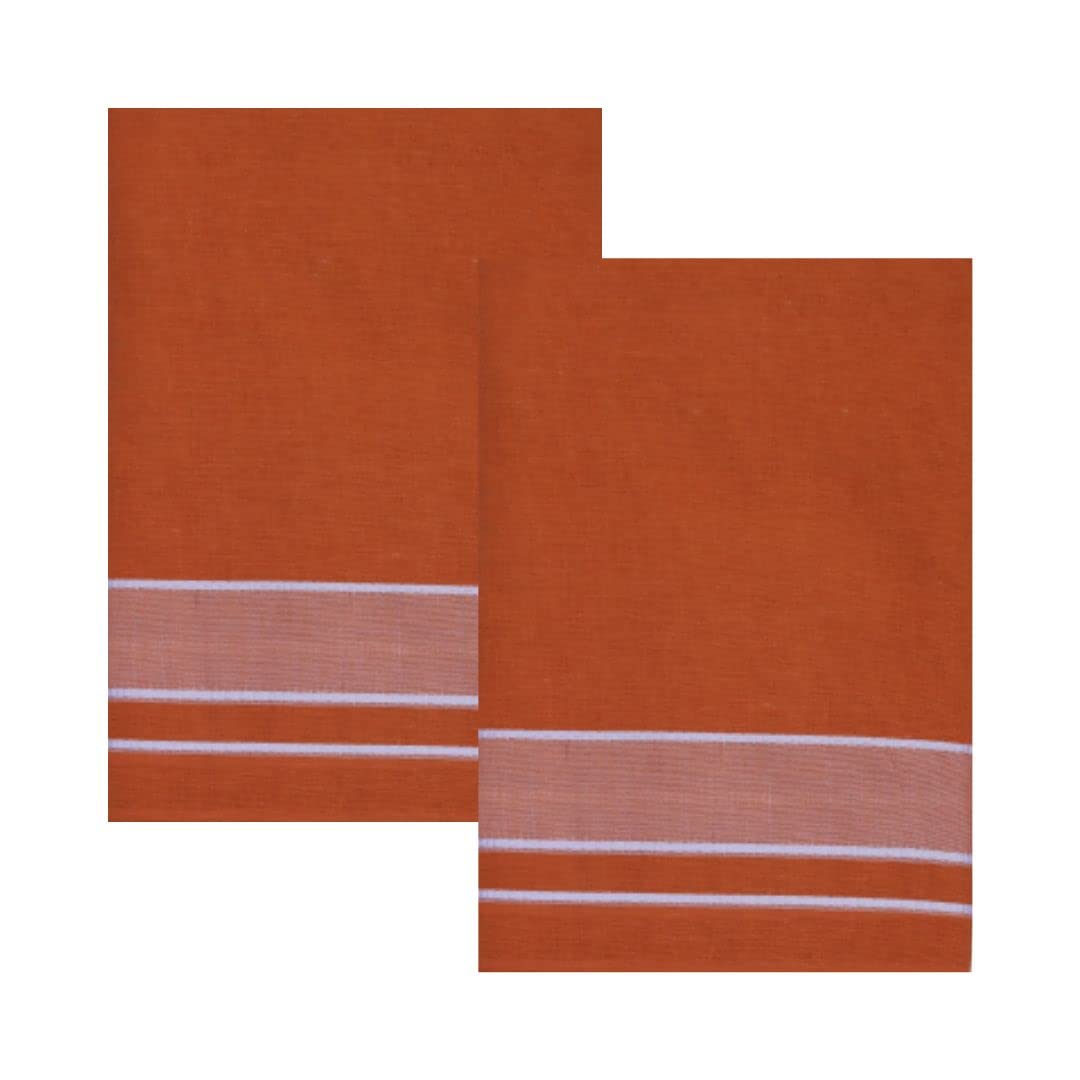 Color Kerala style (Mundus) Dhotis for Men Light Kaavi and Light Kaavi ...