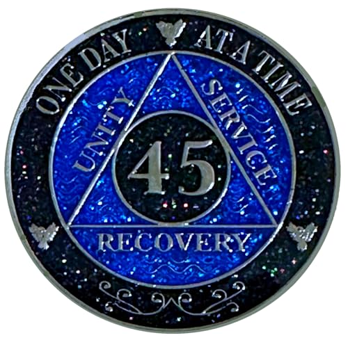 Amazon.com: AA 45-Year Shiny Fancy Glitter Recovery Medallion ...