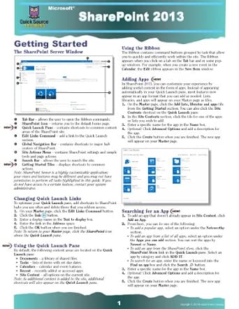 SharePoint 2013 Quick Source Reference Guide: Quick Source: 9781935518402: Amazon.com: Books