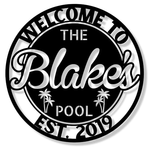 Amazon.com: Personalized Backyard Pool Metal Sign/Outdoor Wall Decor ...