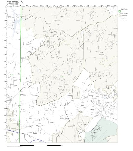 Amazon.com : ZIP Code Wall Map of Oak Ridge, NC ZIP Code Map Laminated ...
