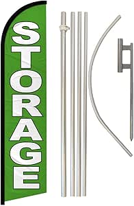Amazon.com : Storage (Green) Windless Banner Advertising Flag & Pole ...