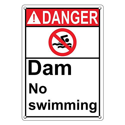 Amazon.com: Weatherproof Plastic Vertical ANSI Danger Dam No Swimming ...