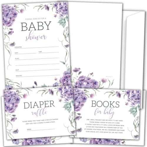 Amazon.com : 25 Baby Shower Invitations for Girl with Diaper Raffle ...