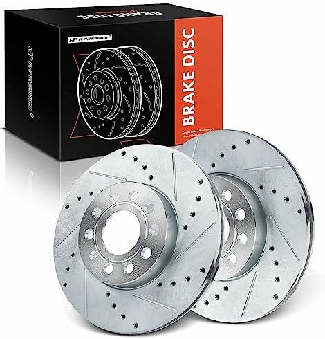 A-Premium Juego de discos de freno delanteros perforados y ranurados ...