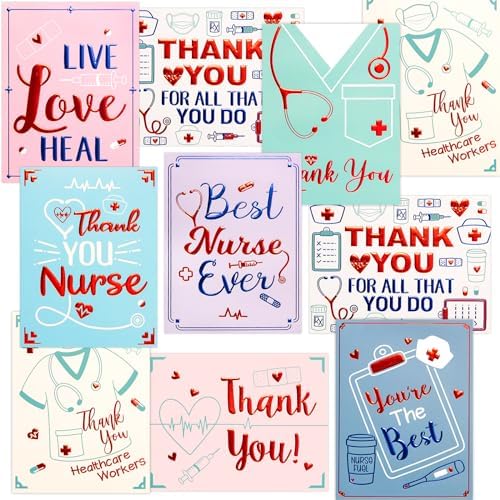 Amazon.com : Sinload 24 Sets Nurses' Day Thank You Cards for Nurses ...