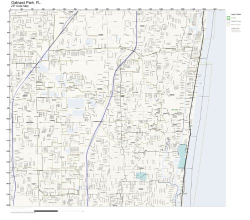 ZIP Code Wall Map of Oakland Park, FL ZIP Code Map Not Laminated ...
