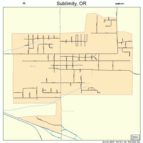 Large Street & Road Map of Sublimity, Oregon OR - Printed poster size ...