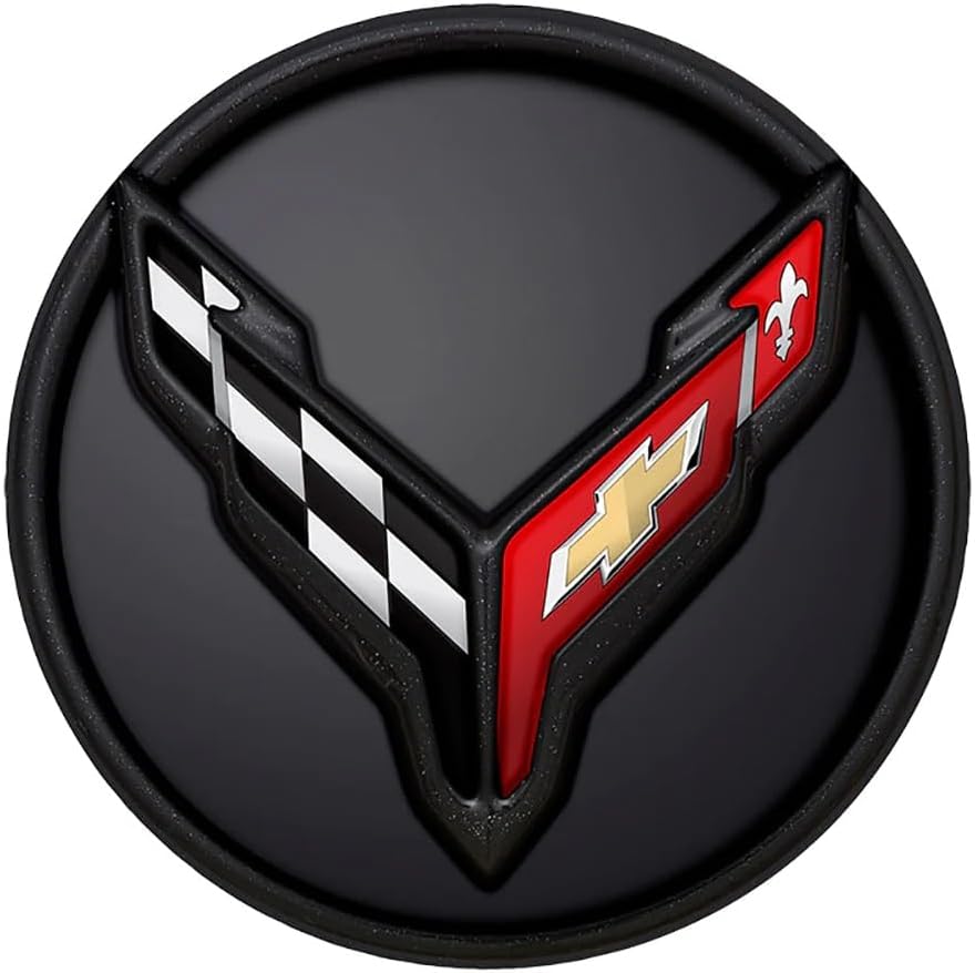 Amazon.com: C8 Corvette Wheel Center Cap Black/Carbon Flash with Flags ...