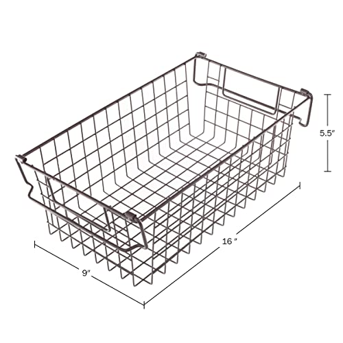 Snapklik.com : Home-Complete 2 Pcs 16x9 Medium Stackable Wire Baskets ...