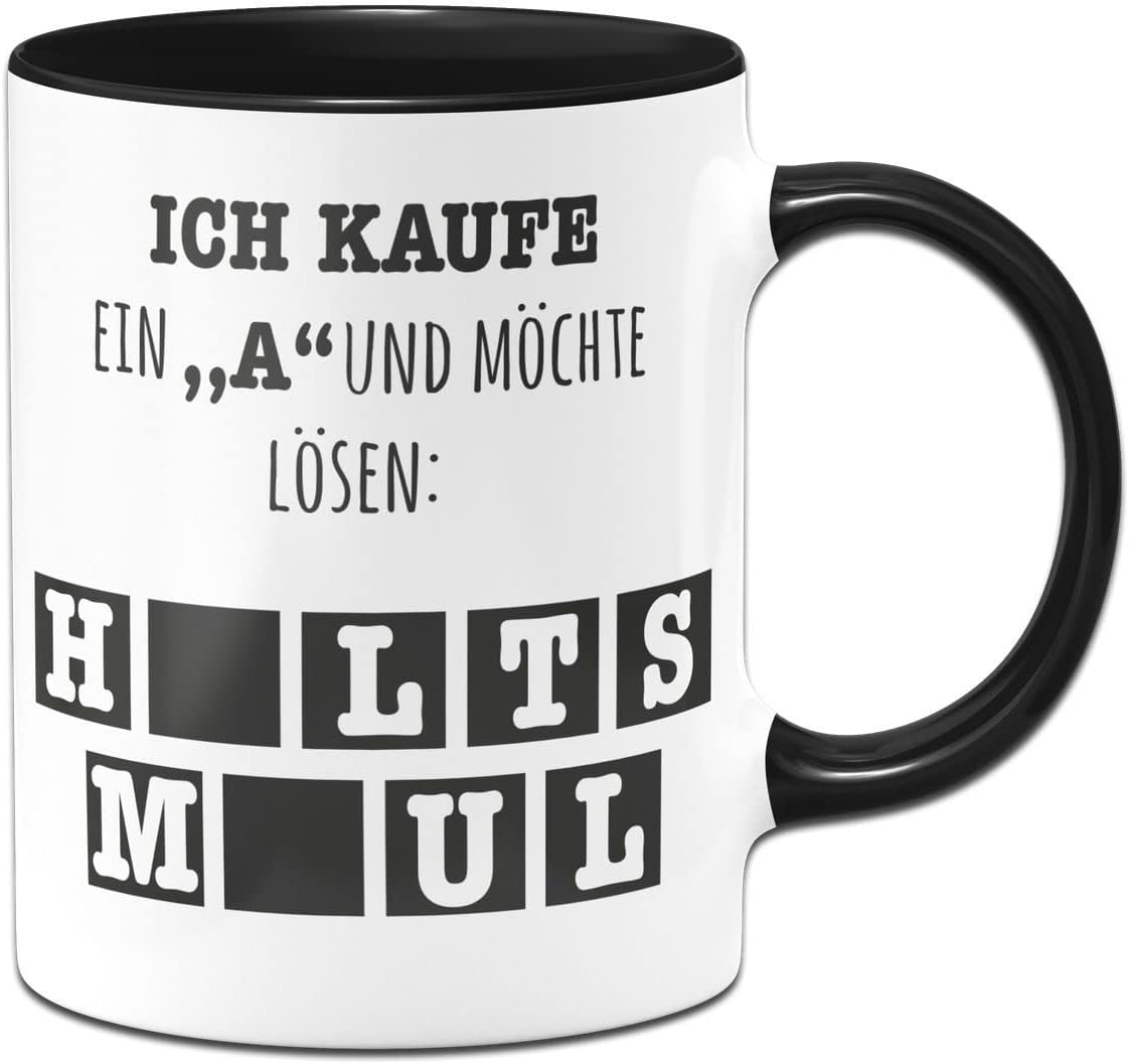 Tassendruck Spruch-TasseIch beobachte Euch Alle Innen & Henkel Schwarz ...