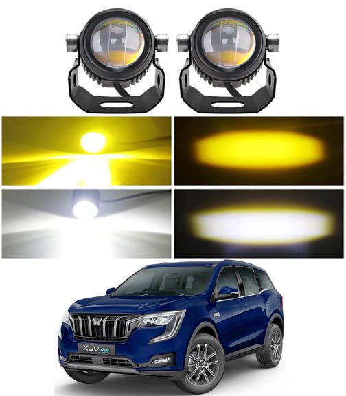 AYW Mini LED Driving Fog Lights,Amber and White Projector High Low Beam ...