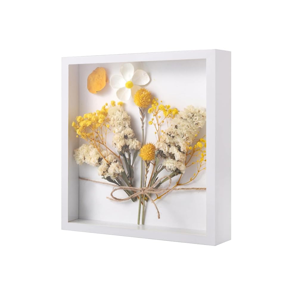 3D Shadow Box, 25x25cm White Picture Frame, Deep Frame Display Box ...