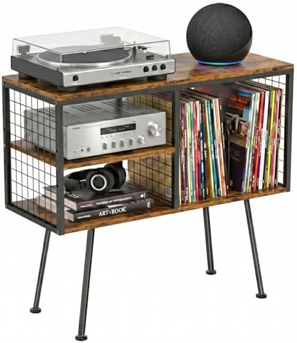 Amazon.com: Faesun Record Player Stand with Vinyl Record Storage, Holds ...