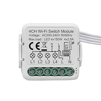 Automaura 4CH WiFi Switch Module (with Mounting Clip & Indicator LED ...