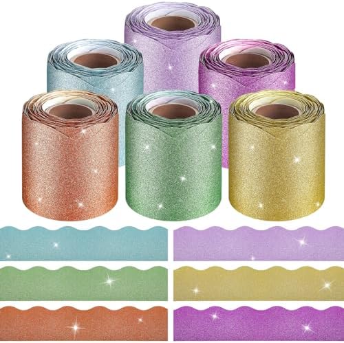 Amazon.com: Lucleag 36 Ft Glitter Golden Bulletin Board Border Roll ...