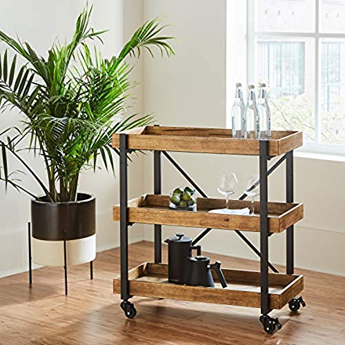 Snapklik.com : BrandRivet Modern Rustic Rolling Bar Cart