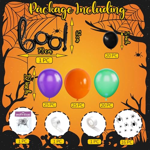 Halloween Balloons Arch Kit 97Pcs Black Orange Purple Green Balloons ...