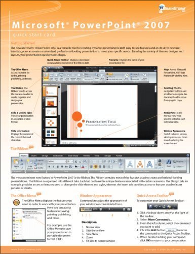 Microsoft PowerPoint 2007 Training Quick Start Cards - 6 Total Pages ...