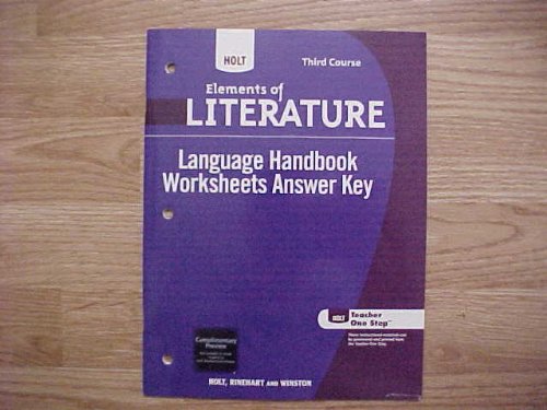 Holt Elements of Literature 3rd Crs Language Handbook Worksheets Answer ...